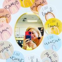 BOHO RAINBOW Affirmation Station | Positive Affirmations Mirror Display ...