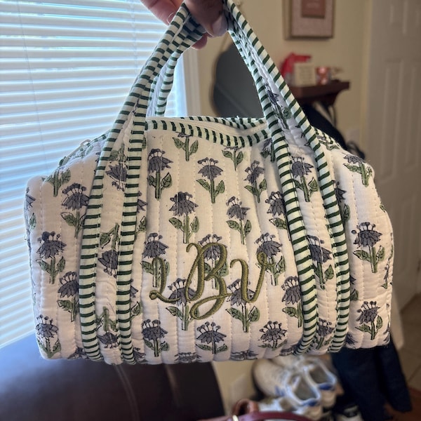 Block Print Makeup Bag, Cotton Travel Pouch, Bridesmaid Proposal Gift ...