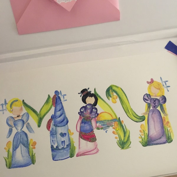 Custom Disney Inspired Princess Name Painting - Etsy