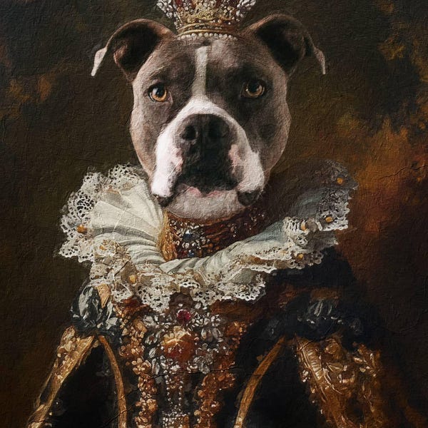 Custom Dog Portrait, King Queen Pet Art, Personalized Pet Gift ...