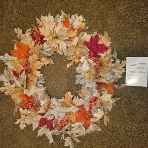 Fall Foliage Wreath Tan Maple Leaf and Berry Fall Wreath - Etsy