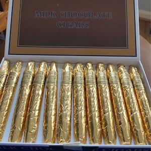 Personalized Gold Chocolate Cigars in Fancy Cigar Box 24 - Etsy