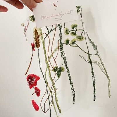 POPPY Colourful Wildflower Embroidered Wedding Veil. Handmade to Order ...