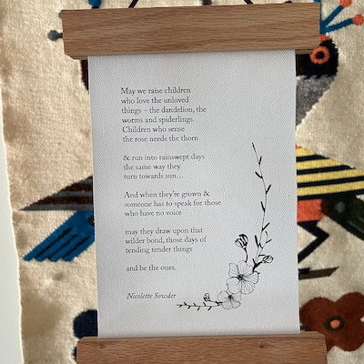 Custom Flower Poem Art Print on Canvas With Hanger Frames Any Words or ...