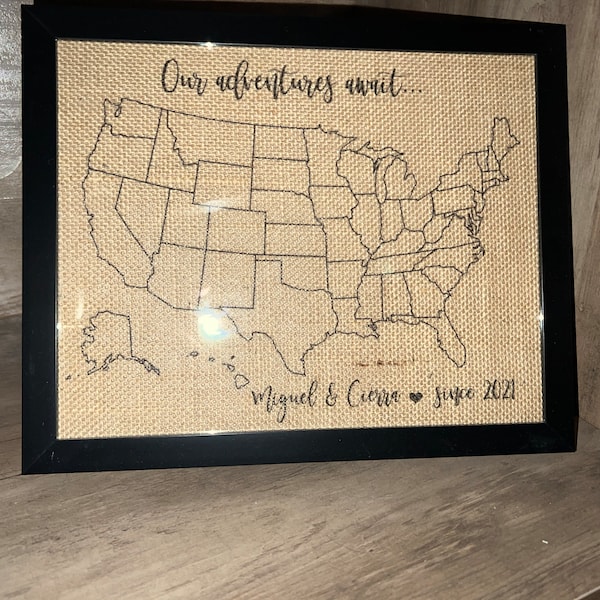 Travel Map of USA - Engagement Gifts for Couple - United States ...