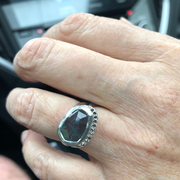 Rose Cut Diamond Wedding Set, Diamond Engagement Ring and Diamond ...