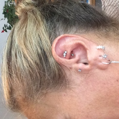 Hollow Flower Huggie Hoop, 6mm Hoop, Tragus Hoop, Rook Hoop, Forward ...