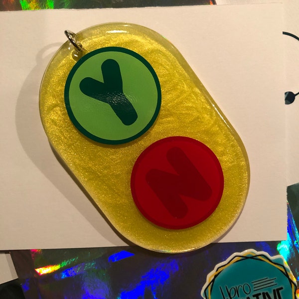 Bluey Inspired Yes/no Button Acrylic Keychain - Etsy