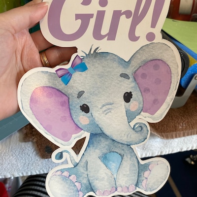 Purple Teal Girl Elephant Clip Art Centrepiece for Baby Shower, Table ...