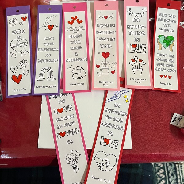 Valentines Bible Verse Coloring Bookmarks | Printable Sunday School ...