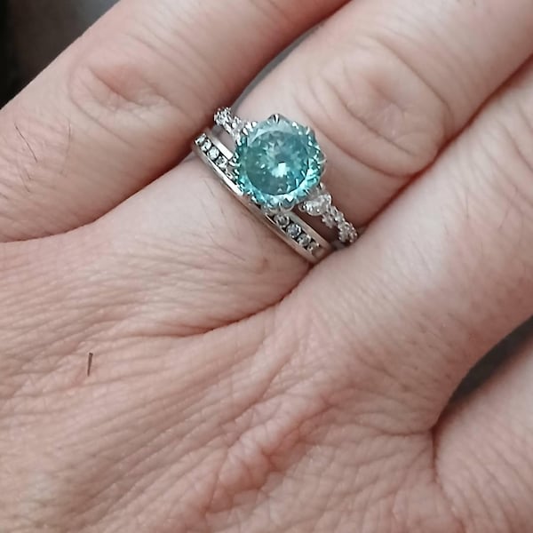 Vintage Three Stone Diamond Ring Portuguese Cut Moissanite Engagement ...