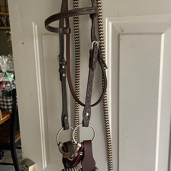 Yacht Rope Sport Mecate Reins W Poppers! Use With Slobber Straps + Snaffle Bit for Loop Reins ...