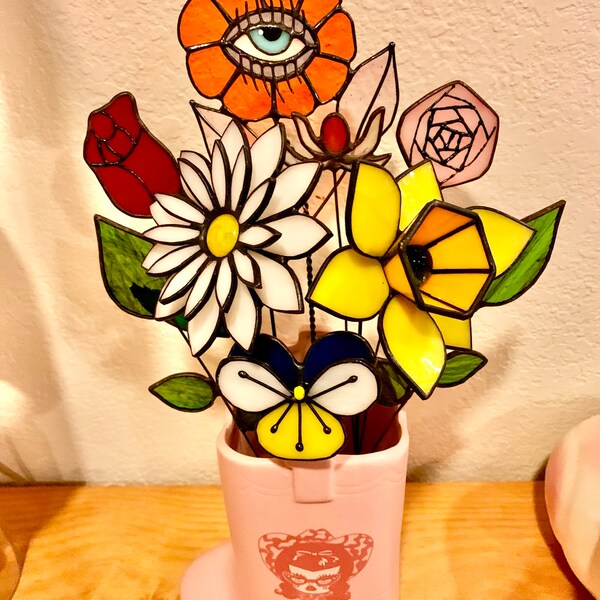 Stained Glass Orchid Glass Flower With Stem 3d Stained Glass Flowers Orchid Sculpture Forever