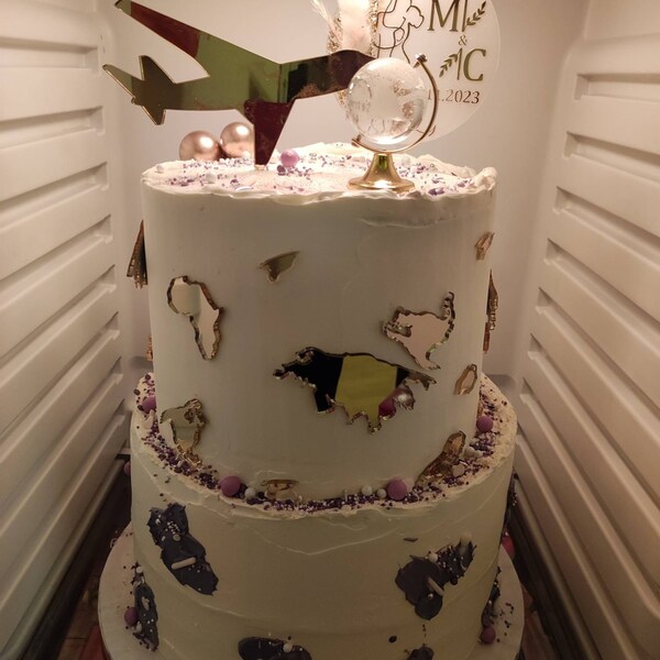 World Map Cake Decor With Airplane | World Map Cake Decoration ...