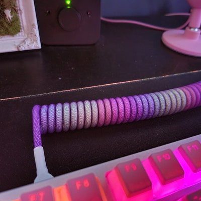 Rainbow Coiled Cable Mechanical Keyboard Coiled Cable Custom Coiled ...