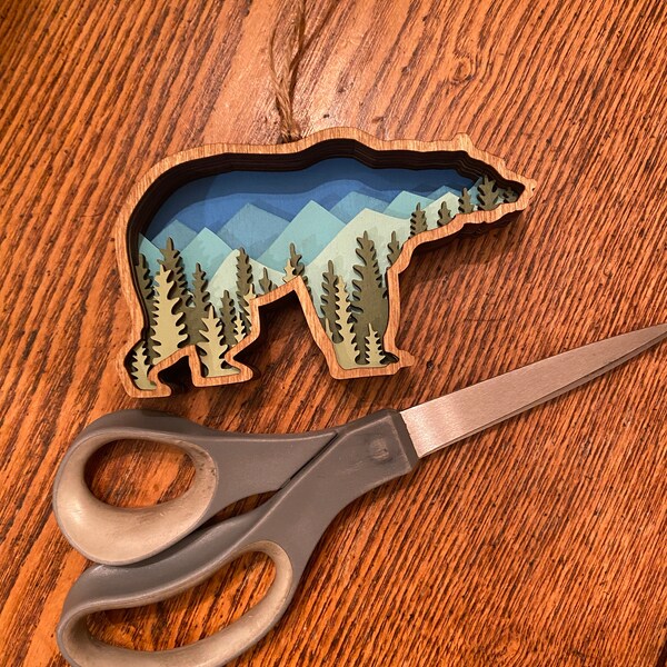 3D Layered Deer Pair Interchangeable Forest Scene Mantel Decoration ...