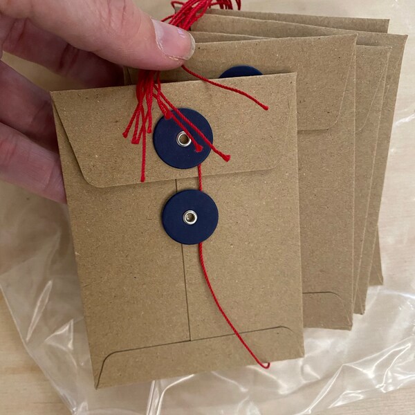 A7 String Tie Envelopes, White Buttons - Etsy