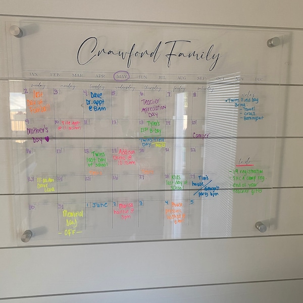 Acrylic Calendar for Wall, Clear Dry Erase Board, 2025 Modern Office ...