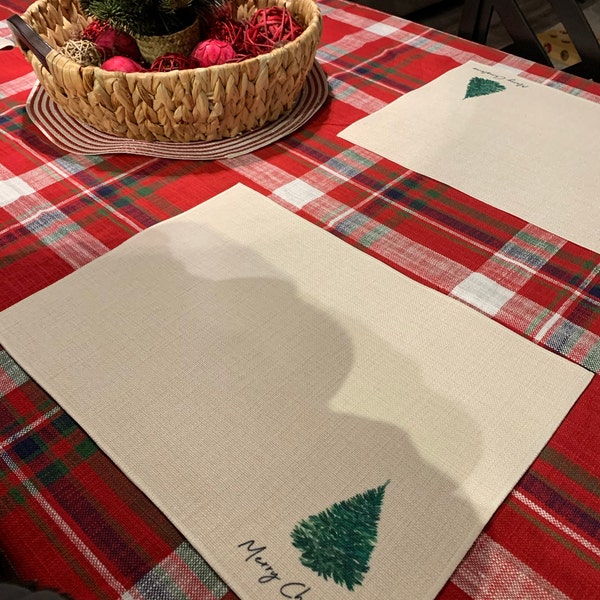 Pine Tree Monogram Placemat Christmas Decor Winter Decor Farmhouse ...