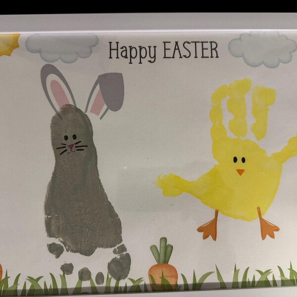 Easter HANDPRINT ART, Printable Bunny & Chick Handprint Craft, Art ...