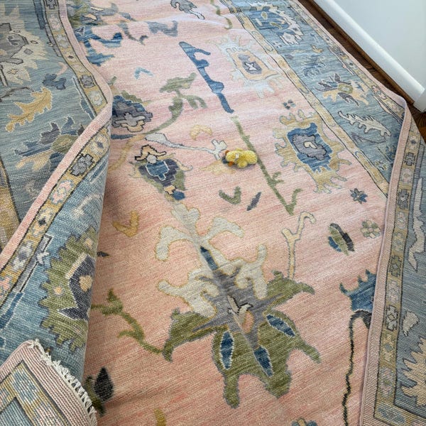 Pastel Purple Rug With Colorful Accents, Modern Turkish Oushak Home ...