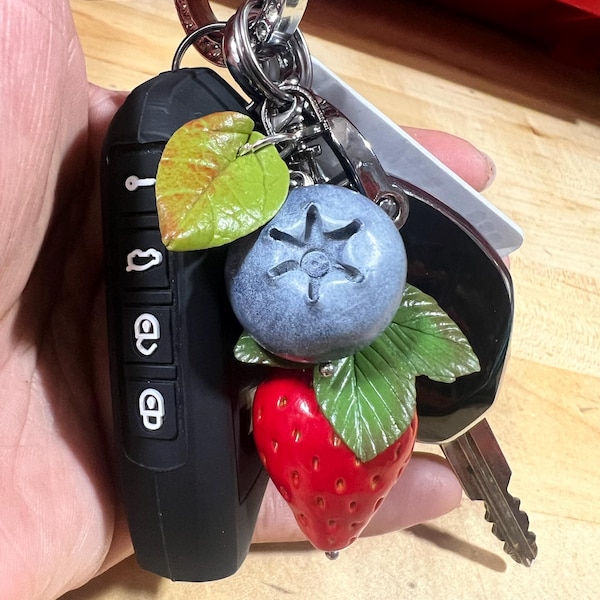 Handmade Big Blueberry Keychain, Blueberry Bag Charm, Berry Purse Charm ...
