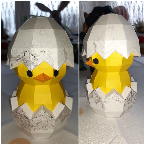 Chick in Egg Papercraft 3D DIY Low Poly Paper Crafts Easter Decor Model Template - Etsy