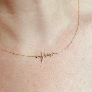 Dainty Heartbeat Necklace With Cross Pulse of Love Pendant Faithful ...