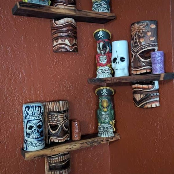Hawaiian Hand Made Carved Wooden 12" Tiki Mask Wall Decor Hanging Tiki ...