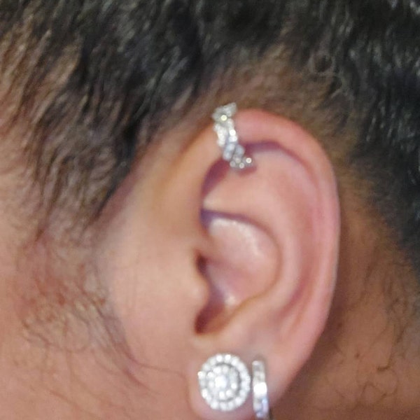 14k Gold Navel Diamond Belly Button Ring, Curved Floating Navel Ring ...