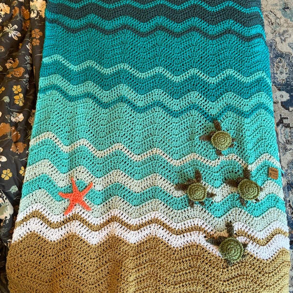 Baby Sea Turtle Blanket Crochet | Baby Blanket | Toddler Blanket ...