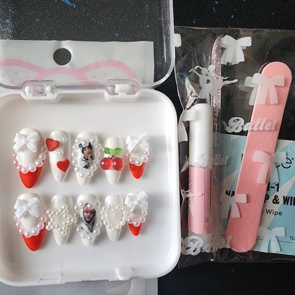 ATEEZ ANITEEZ Aesthetic Press on Nails Kpop Nails Coquette Nails Almond ...