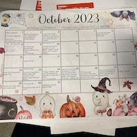 Editable October 2024 Calendar, Spooky Halloween W/ Cute Gnome ...