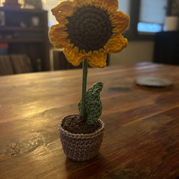 Sunflower in a Pot Crochet PATTERN, Crochet Sunflower Pattern PDF, Mini ...