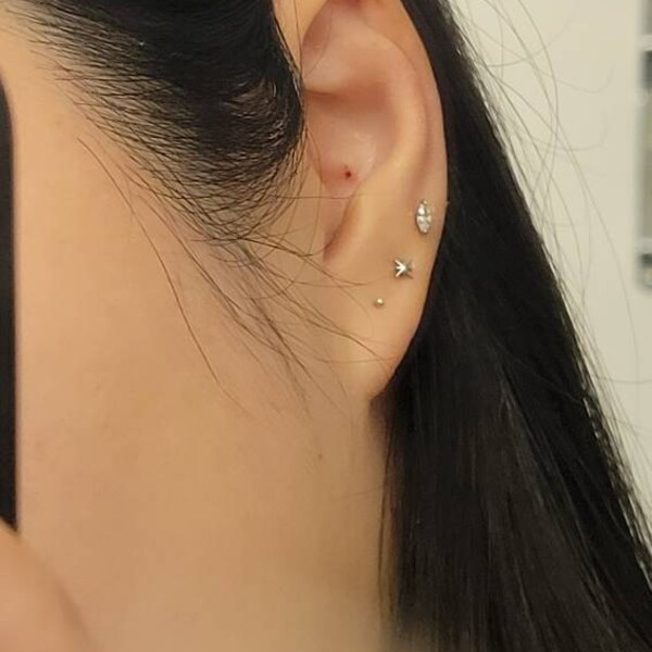 20G/18G/16G Starburst Push Pin Labret • Threadless Flat Back Earring ...