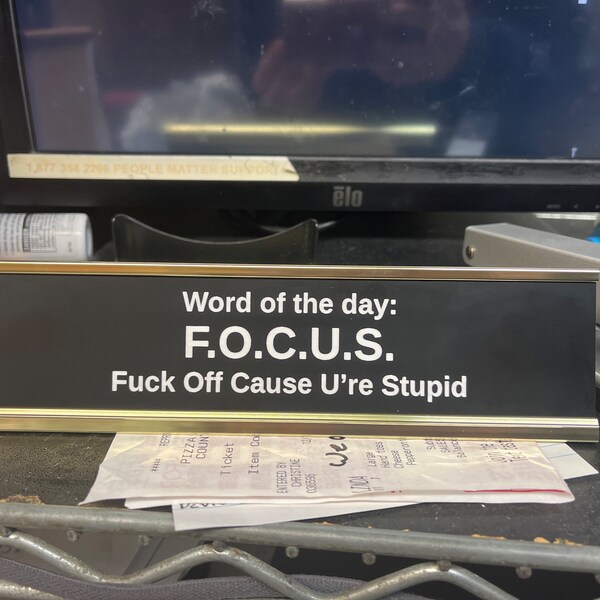 FOCUS Custom Engraved Desk Sign | Funny Boss Gag Gift Friend | Office ...