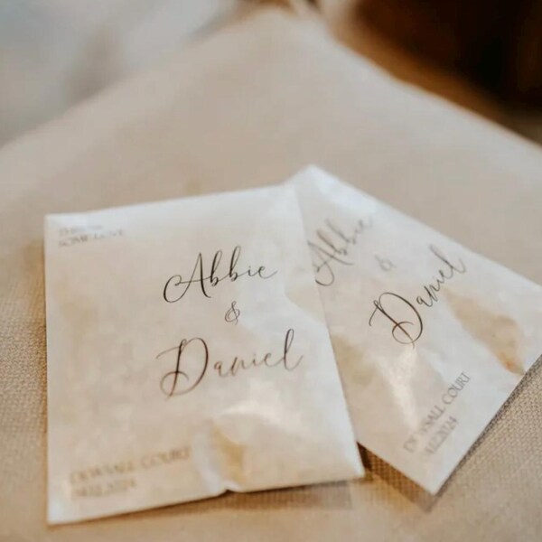 Wedding Confetti Bags - 100% Biodegradable Glassine Bags - Personalised ...