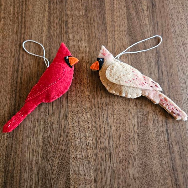 Handmade Cardinal Female Felt Christmas Ornament Female Cardinal Bird ...
