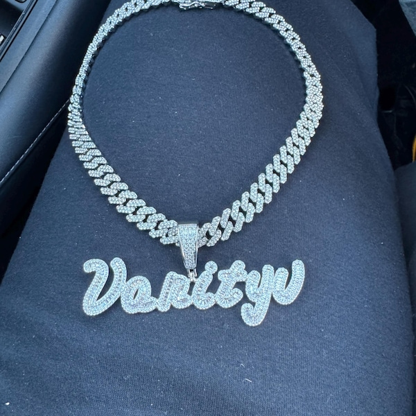 Script Font Custom Necklace, Name Necklace, Custom Nameplate, Custom ...