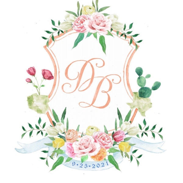 Bespoke Rich Floral Wedding Crest Baroque Inspired Crest Heraldry Rich ...