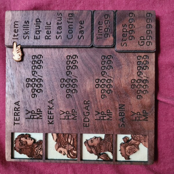 Custom Wooden Final Fantasy 6 / VI Menu Screen With Characters You Can ...
