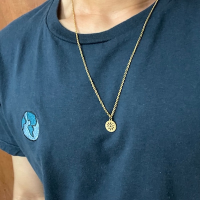 Sun Necklace for Men, Groomsmen Gift, Men's Necklace Gold Sun Pendant ...