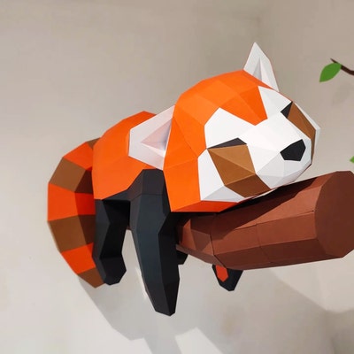 Red Panda Wall Decor Papercraft DIY Pepakura Origami Template Low Poly ...