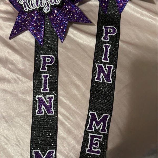 Purple Rhinestone Cheer Pin Me Ribbon - Etsy