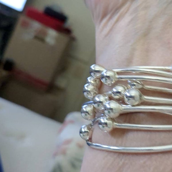 Thick West Indian Bangles, Set of 9 Bangles, 10mm Ball Silver Bangles ...