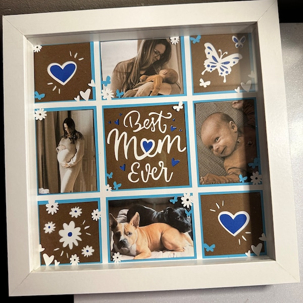 3D Best Mom Ever Shadow Box With Custom Photos, Multi Photo Frame ...