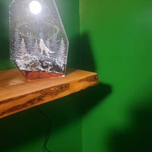 HUSKY IN Aurora Borealis Lamp Northern Lights Lamp Alaska Decor ...