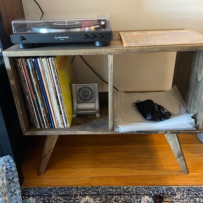 MCM Mid Century Modern Turntable Stand Solid Wood Table for Record ...