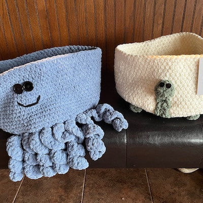 Octopus and Turtle Baskets Nursery Baby Basket Ocean Animals Green/blue ...
