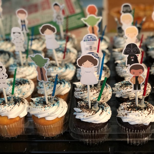 Star Wars Cupcake Toppers, Star Wars Character Cupcake Picks, Set of 12 ...